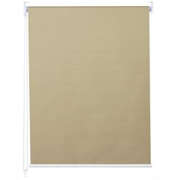 Rollo MCW-D52, Fensterrollo Seitenzugrollo Jalousie, Sonnenschutz Verdunkelung blickdicht 60x230cm ~ beige