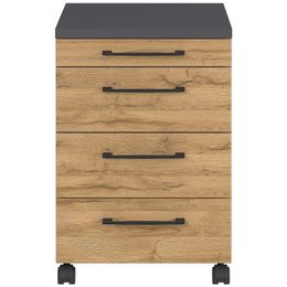 Germania Rollcontainer 4251-564 GW-Profi, in Graphit/Grandson-Eiche-Nb., mit Utensilienfach, 42 x 61 x 49 cm (BxHxT)