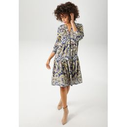 Aniston Kleid in Dunkelblau/ Gelb - 56% | Gr&ouml;&szlig;e 36 | Damen-kleider