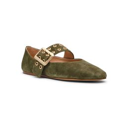 Steve Madden Leder-Ballerinas "Atlantica" in Khaki - 52% | Gr&ouml;&szlig;e 38 | Damen-ballerinas