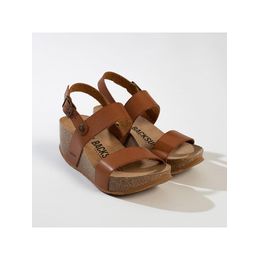 BACKSUN Leder-Keilsandaletten "Cali" in Hellbraun - 53% | Gr&ouml;&szlig;e 39 | Damen-sandalen