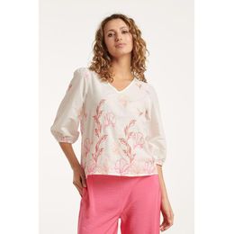 Smashed Lemon Bluse in Wei&szlig;/ Rosa - 60% | Gr&ouml;&szlig;e XL | Damen-blusen