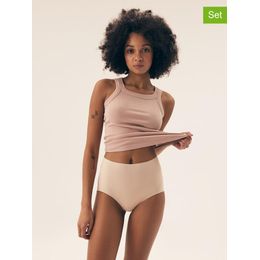 Henderson 2er-Set: Taillenpantys in Sand/ Wei&szlig; - 44% | Gr&ouml;&szlig;e L | Damen-unterteile