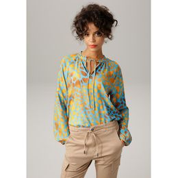 Aniston Bluse in Blau/ Orange - 66% | Gr&ouml;&szlig;e 36 | Damen-blusen