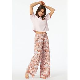 Schiesser Pyjama-Hose in Terracotta/ Wei&szlig; - 26% | Gr&ouml;&szlig;e 36 | Damen-loungewear