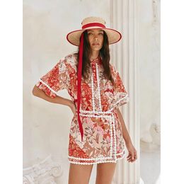 Tazga 2tlg. Outfit in Rot/ Beige - 67% | Gr&ouml;&szlig;e 36 | Damen-blusen