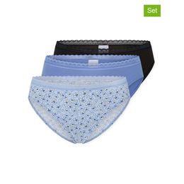Schiesser 3er-Set: Slips in Hellblau/ Schwarz - 39% | Gr&ouml;&szlig;e 40 | Damen-unterteile