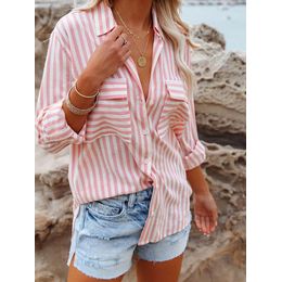 LA Angels Bluse in Rosa/ Wei&szlig; - 78% | Gr&ouml;&szlig;e L | Damen-blusen
