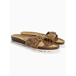 BACKSUN Leder-Pantoletten "Venecia" in Gold - 53% | Gr&ouml;&szlig;e 37 | Damen-pantoletten