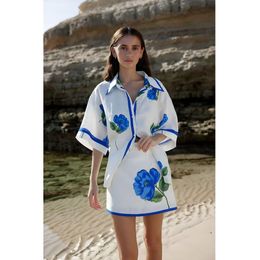Tazga 2tlg. Outfit in Wei&szlig;/ Blau - 68% | Gr&ouml;&szlig;e 40 | Damen-blusen
