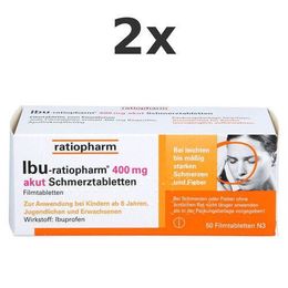 2x IBU-ratiopharm 400 mg akut Schmerztbl.Filmtabl. Set 50 St