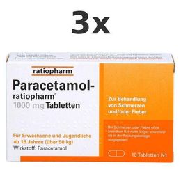 3x PARACETAMOL-ratiopharm 1.000 mg Tabletten 10 St