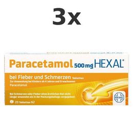 HEXAL&reg; 3x Paracetamol 500 mg Hexal b.Fieber u.Schmerzen Tab. 20 St