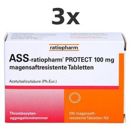 3x ASS-ratiopharm Protect 100 mg magensaftr.Tabletten 100 St