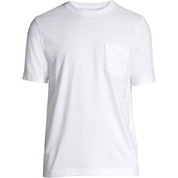 LANDS' END Super-T Kurzarm-Shirt mit Brusttasche, Classic Fit, Herren,  Wei&szlig;, Baumwolle, by Lands' End