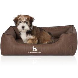 Knuffelwuff Orthop&auml;disches Hundebett Rockland aus Kunstleder braun M-L