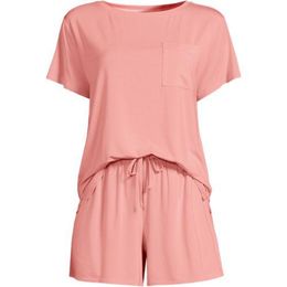 LANDS' END K&uuml;hlendes Pyjama-Set mit Shorts, Damen,  Pink, Elasthan/Viskose-Mischung, by Lands' End