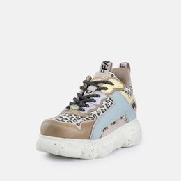 Buffalo Damen Plateausneaker "CLD CHAI", Gr. 39leo multi, Lederimitat, Textil, Velourslederimitat, kontrastfarbene Details, Schuhe, High Top Sneaker,