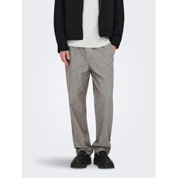 Only & Sons ONLY & SONS Herren Schlupfhose "ONSSINUS LOOSE 0007 COT LIN PANT NOOS", grau, Gr. XL, unifarben, Web, Obermaterial: 75% Baumwolle, 25% Leinen, Hosen,
