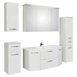 Badm&ouml;bel-Set SAPHIR, B:175cm H:200cm T:48cmwei&szlig;, Spanplatte, Kastenm&ouml;bel-Sets, "Quickset 326, 6-teilig, mit Keramikwaschtisch", Badezimmer-Set mit