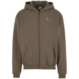 Karl Kani Damen Sweatjacke "Karl Kani KK Small Signature Essential Os Ziphoodie"braun, Gr. M, 80% Baumwolle, 20% Polyester, Sweatjacken