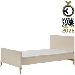Kinderbett Paidiwei&szlig;, neutral, Betten, "JONTE 120x200cm, Jugendbett in Beige", zeitloses & langlebiges Einzelbett, Massivholz-F&uuml;&szlig;e