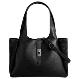 CLUTY Damen Shopperschwarz, Leder, leicht gl&auml;nzend, unifarben, Taschen, echt Leder, Made in Italy