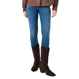 QS Damen Stretch-Hosemid blau, Gr. 34, unifarben, Denim/Jeans, Obermaterial: 99% Baumwolle, 1% Elasthan. Futter: 70% Polyester, 30% Baumwolle, Hosen,