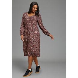 Damen Midikleid "Gro&szlig;e Gr&ouml;&szlig;en", bunt, Gr. 44, LAURA SCOTT CURVE, gebl&uuml;mt, Jersey, Obermaterial: 95% Viskose, 5% Elasthan, Kleider, aus elastischer