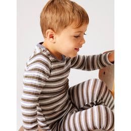 name it Jungen Langarmshirt "NMMWANG WOOL NEEDLE LS TOP NOOS", braun, Gr. 116, gestreift, Rippware, Obermaterial: 100% Wolle, Shirts, Wolle, regular