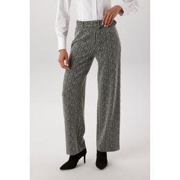 Damen Schlupfhoseschwarz, Gr. 40, Aniston SELECTED, Strukturmuster, kariert, Boucl&eacute;;Sweatware, Obermaterial: 69% Polyester, 28% Viskose, 3% Elasthan,