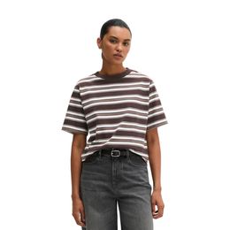 Marc O'Polo MARC O'POLO Damen T-Shirt "aus Heavy Jersey"dunkelrot, Basic, Gr. S, gestreift, Obermaterial: 100% Baumwolle, Shirts