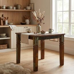 FineBuy Esstisch quadratisch 80cm Massivholz Shabby Tisch Esszimmertisch K&uuml;chentisch