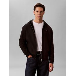 Calvin Klein Herren Kapuzensweatjacke, schwarz, Gr. XL, unifarben, Sweatware, Obermaterial: 86% Baumwolle, 14% Polyester, Sweatjacken, Regular Fit,