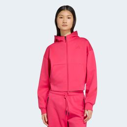 Damen Kapuzensweatshirt "ADIDAS Z.N.E. CROPPED FULL ZIP", pink, Gr. XL, adidas Sportswear, Obermaterial: 57% Polyester, 43% Baumwolle, Sweatshirts,