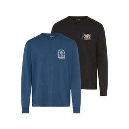 Billabong Herren Langarmshirt "PORTAL DOUBLEPACK"schwarz denim, washed schwarz, Gr. S, Jersey, Obermaterial: 100% Baumwolle, Shirts, Doppelpack mit 2