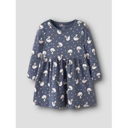 name it M&auml;dchen Jerseykleid "NMFVILISA LS DRESS"vintage indigo aop:swan princess, Gr. 92, bedruckt, Jersey, Obermaterial: 100% Baumwolle, Kleider,
