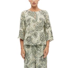 Damen Druckblusejade gr&uuml;n aop, Gr. 46, s.Oliver BLACK LABEL, bedruckt, Web, Obermaterial: 100% Viskose, Blusen, 3/4 Arm Sommerbluse mit Allover-Print