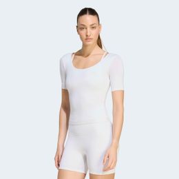 Damen T-Shirt "ALL ME ESSENTIALS"wei&szlig;, Gr. L, adidas Performance, Obermaterial: 92% Polyester, 8% Elasthan, Shirts