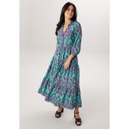 Damen Maxikleidmintgr&uuml;n, hellblau, orange, schwarz, pink, wei&szlig;, Gr. 40, Aniston SELECTED, bedruckt, gebl&uuml;mt, gemustert, Web, Obermaterial: 100%