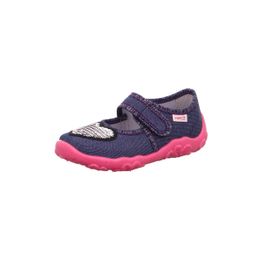 Superfit M&auml;dchen Hausschuh "BONNY, WMS: mittel", Gr. 28blau kombiniert, Textil, unifarben mit Farbeinsatz, Schuhe, Halbschuh mit Klettverschluss,