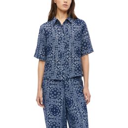 s.Oliver Damen Druckbluse, blau, Gr. 38, gemustert, Web, Obermaterial: 84% Viskose, 16% Polyamid, Blusen, Kurzarm Sommerhemd mit grafischem Muster /