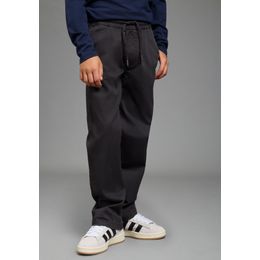 Kidsworld Jungen Schlupfhose "Twillhose in Schlupfform"anthrazit, Gr. 140, unifarben, Web, Obermaterial: 98% Baumwolle, 2% Elasthan, Hosen, gerade