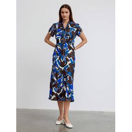 BGN Kleid in Blau/ Braun/ Creme - 87% | Gr&ouml;&szlig;e 40 | Damen-kleider