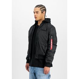 Herren Bomberjacke "MA-1 TT Two Tone Hood CW", schwarz, Gr. M, Alpha Industries, Obermaterial: 100% Nylon, Futter: 100% Nylon, Kapuze: 75% Baumwolle,