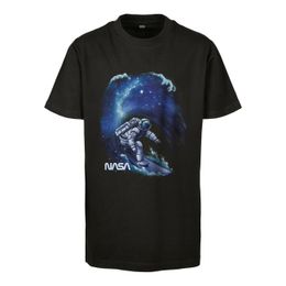 MisterTee M&auml;dchen T-Shirt "MisterTee Kids Kids NASA Surf Tee"schwarz, Gr. 122, bedruckt, 100% Baumwolle, Shirts