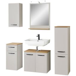 Badm&ouml;bel-Set SAPHIR, B:126,6cm H:200cm T:32,2cmkaschmir, Holzwerkstoff, Kastenm&ouml;bel-Sets, "Quickset 500, Waschbeckenunterschrank mit Spiegel",