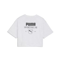 Puma M&auml;dchen T-Shirt "CLASS RELAXED SHORT LENGHT GRAPHIC TEE G"wei&szlig; glow heather, Gr. 176, bedruckt, Jersey, Obermaterial: 100% Baumwolle, Shirts,