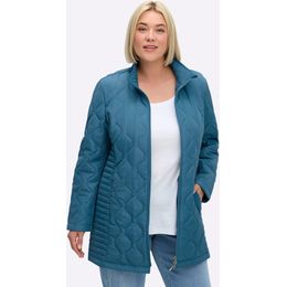sheego Damen Steppjacke, blau, Gr. 42, unifarben, 100% Polyester, Wattierung:100% Polyester, Jacken