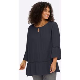 sheego Damen Schlupfblusetiefblau, Gr. 46, unifarben, 100% Viskose, Blusen